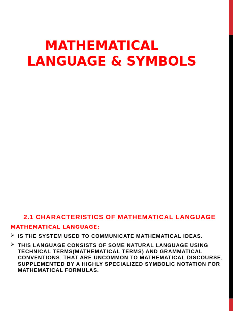 Mathematical Language Essentials | PDF | Set (Mathematics) | Language ...