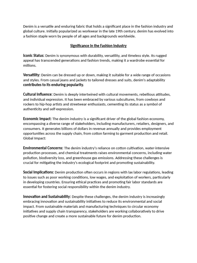 Denim Sustainability Initiatives. | PDF Denim Sustainability Initiatives. | PDF