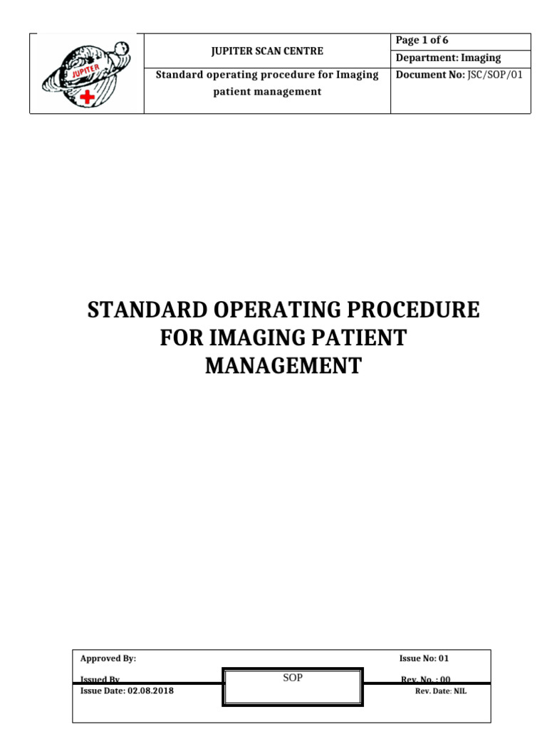 SOP-01 Standard operating procedure for patient management | PDF