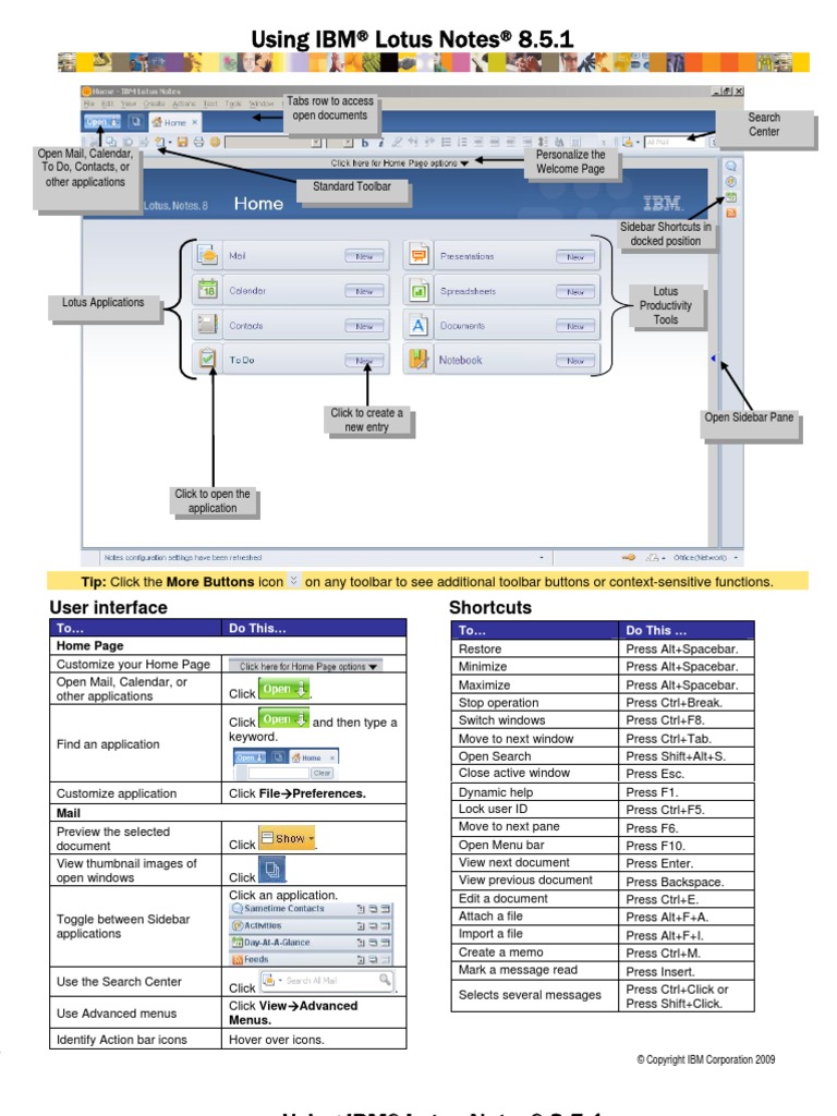 Using IBM Lotus Notes 8.5.1 Reference Card | Icon (Computing) | Email