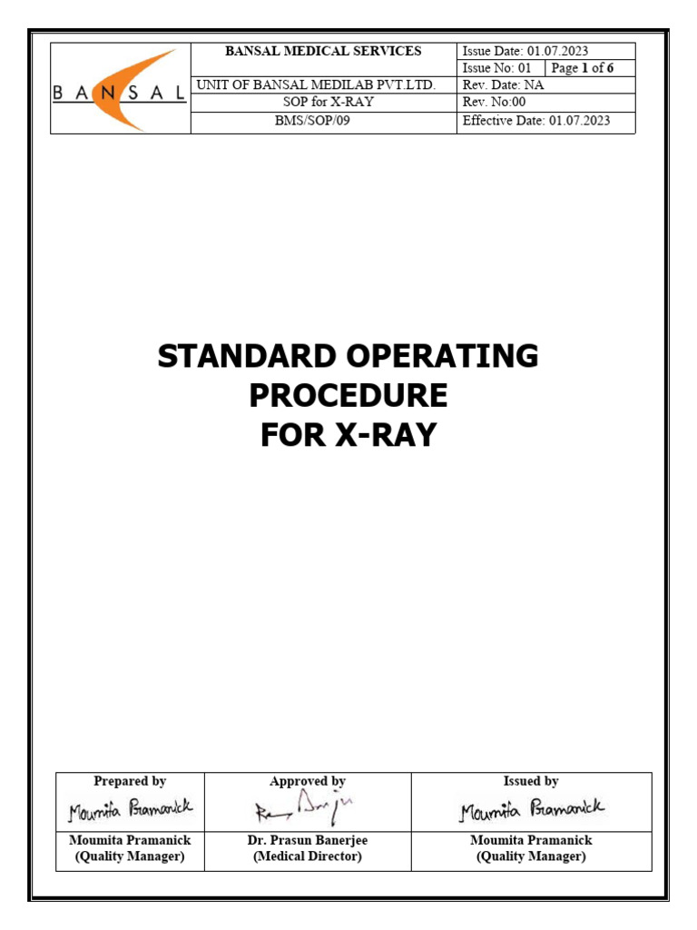 Sop X-Ray | PDF