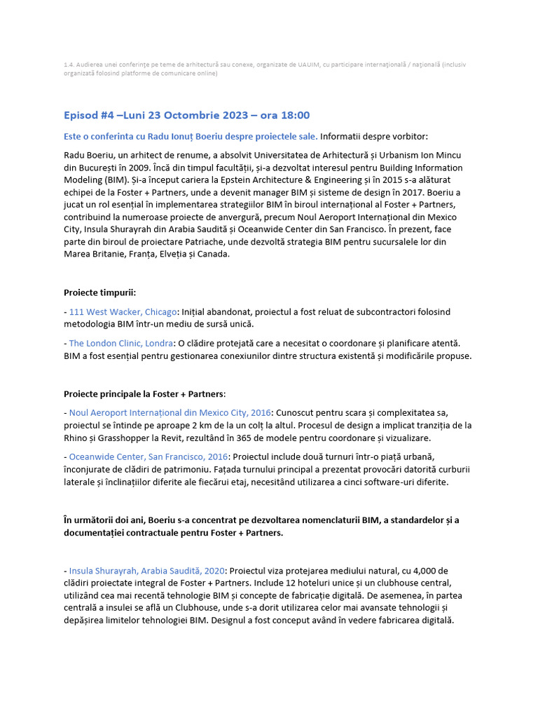 Boeriu Conferinta Rezumat | PDF
