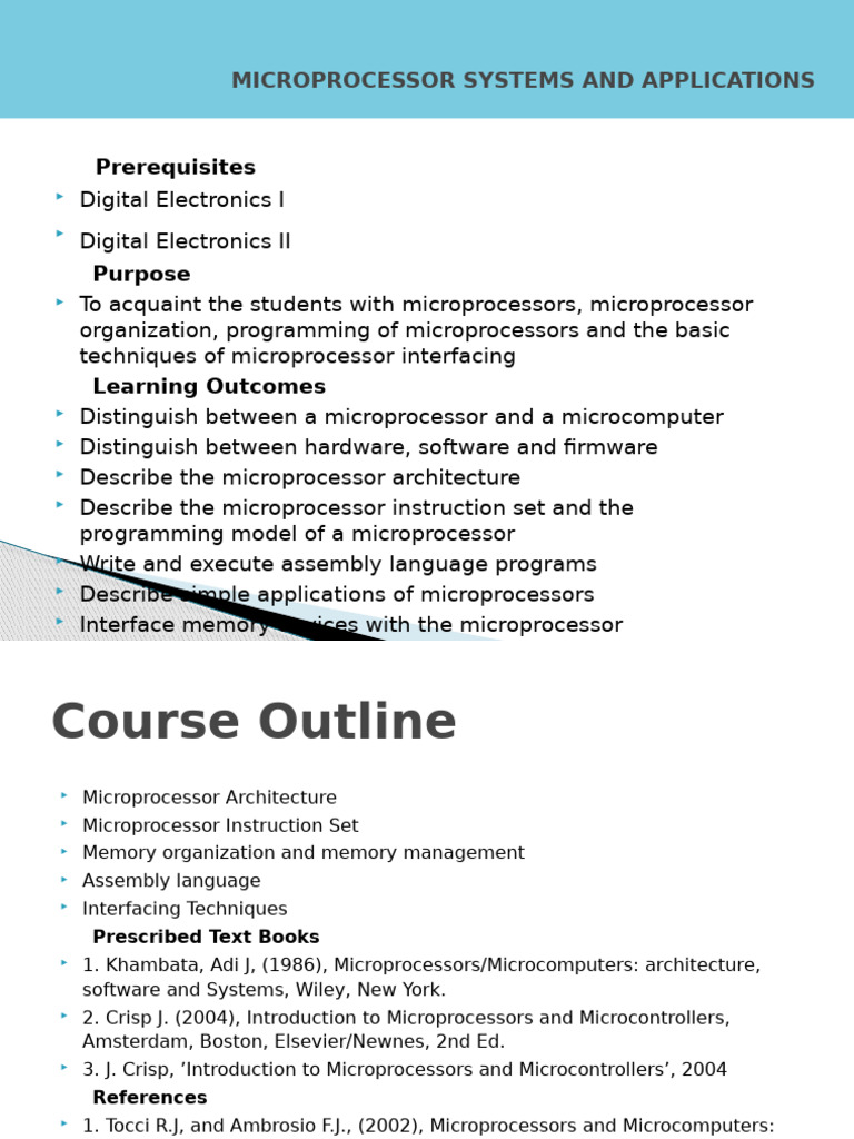 Microprocessors Lecture 1 | PDF