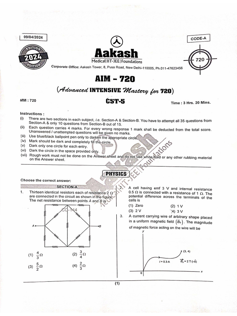 CST 5 (PHASE - 1) (CODE-A) @aakashneetards | PDF