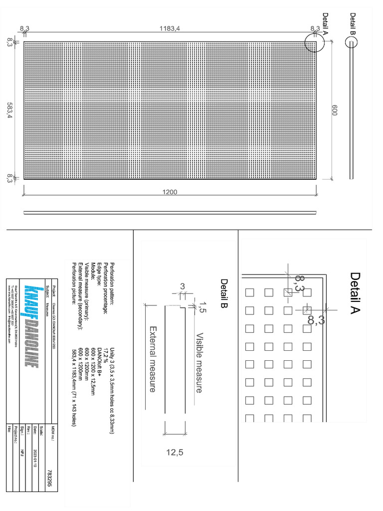 DANOloft® 600X1200X12,5 - Perforation Details - EN | PDF