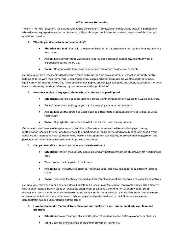 ECT Interview Questions & Answers Guide | PDF | Mentorship | Business