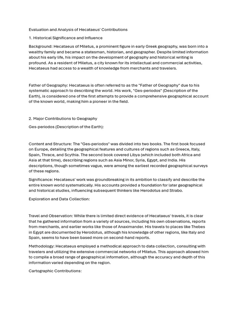 Evaluation and Analysis of Hecataeus | PDF