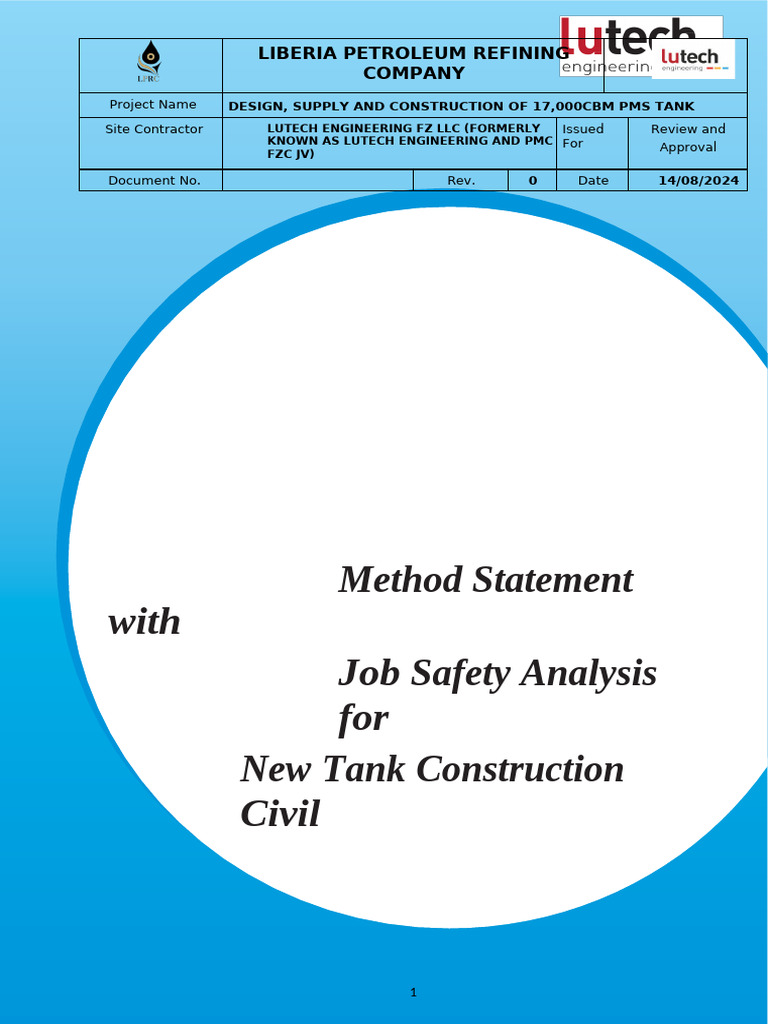 Method Statement Safety Analysis For New Tank Construction Civil ...