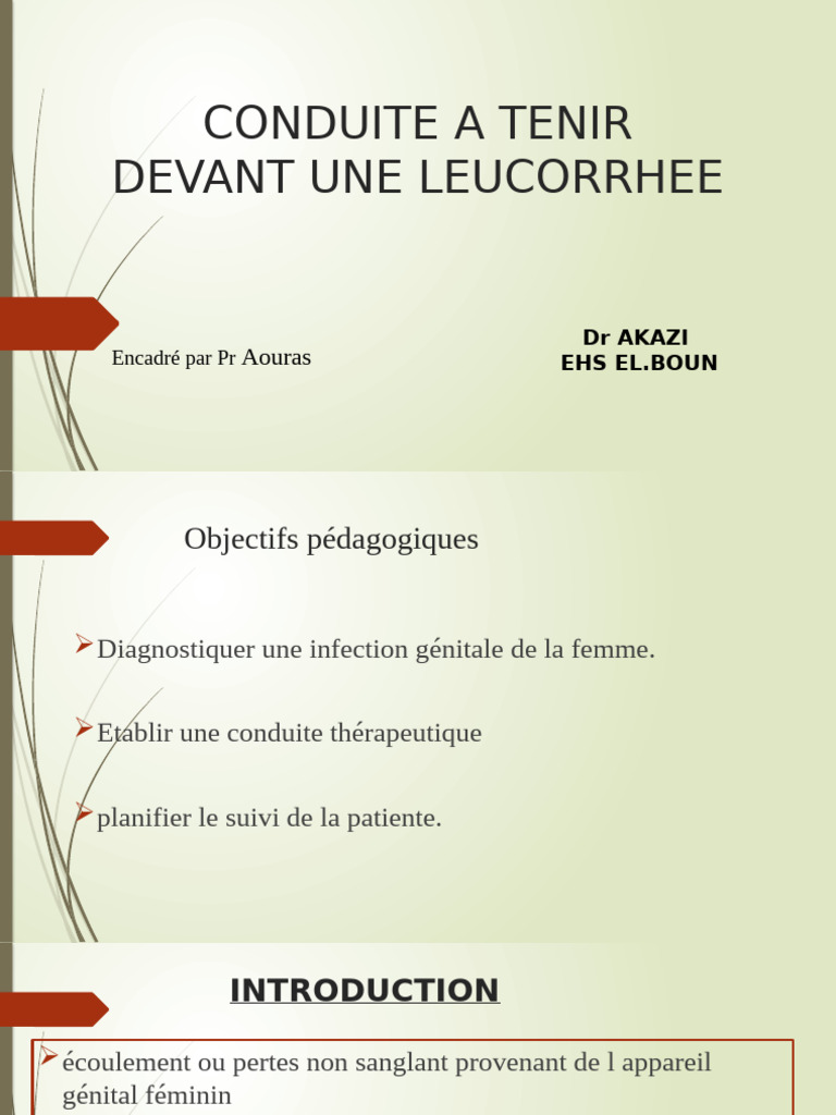Conduite A Tenir Devant Une Leucorrhée | PDF