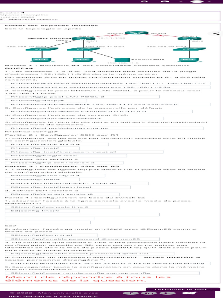 Session 1 - Examen - Administration Des Reseaux I | PDF