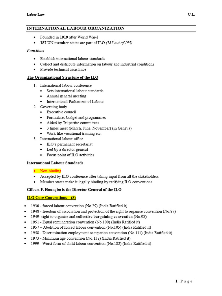 Final Labour Law Notes - UL | PDF