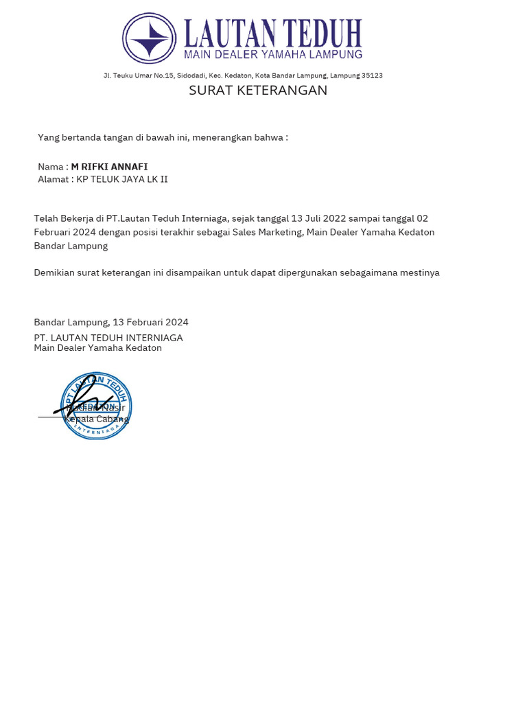 Paklaring Annafi PDF | PDF