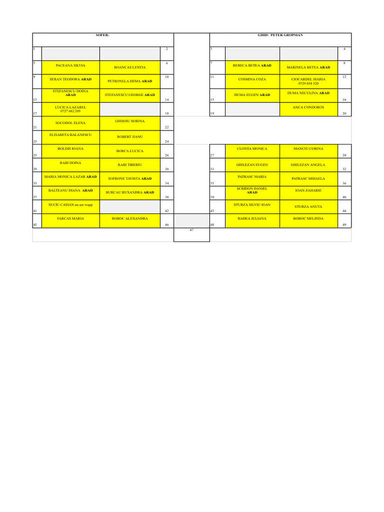Asezare Autocar - Diagrama | PDF