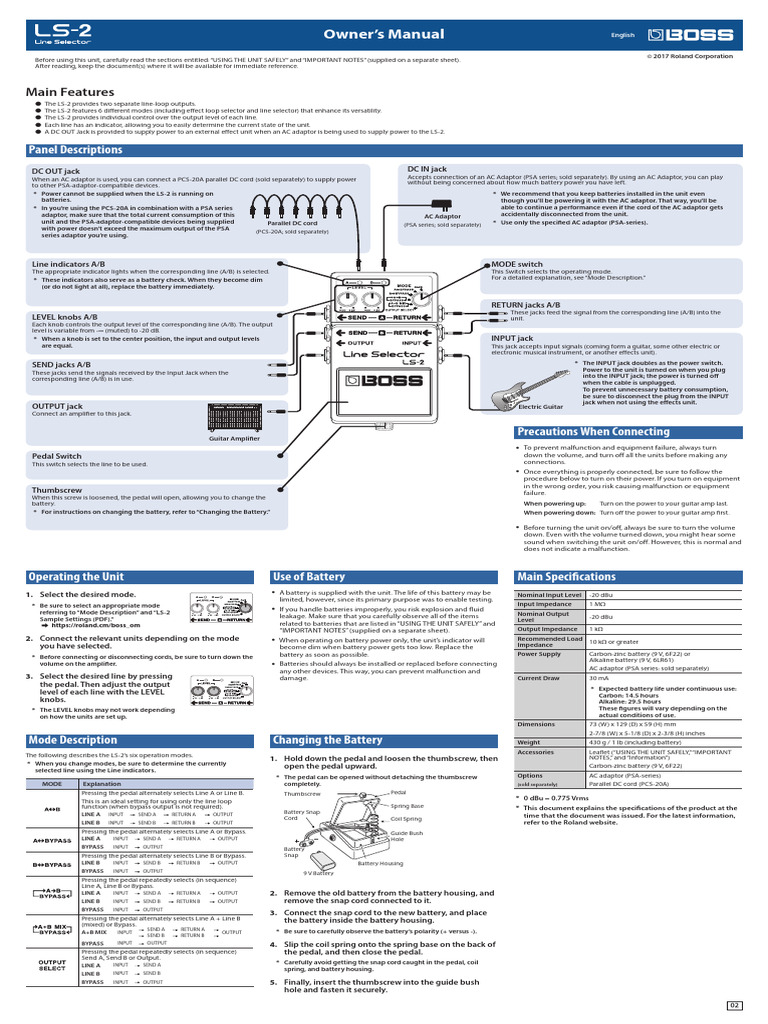 Boss LS-2 Manual | PDF