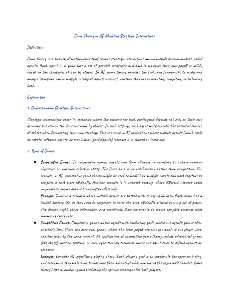 Game Theory in Artificial Intelligence PDF | PDF