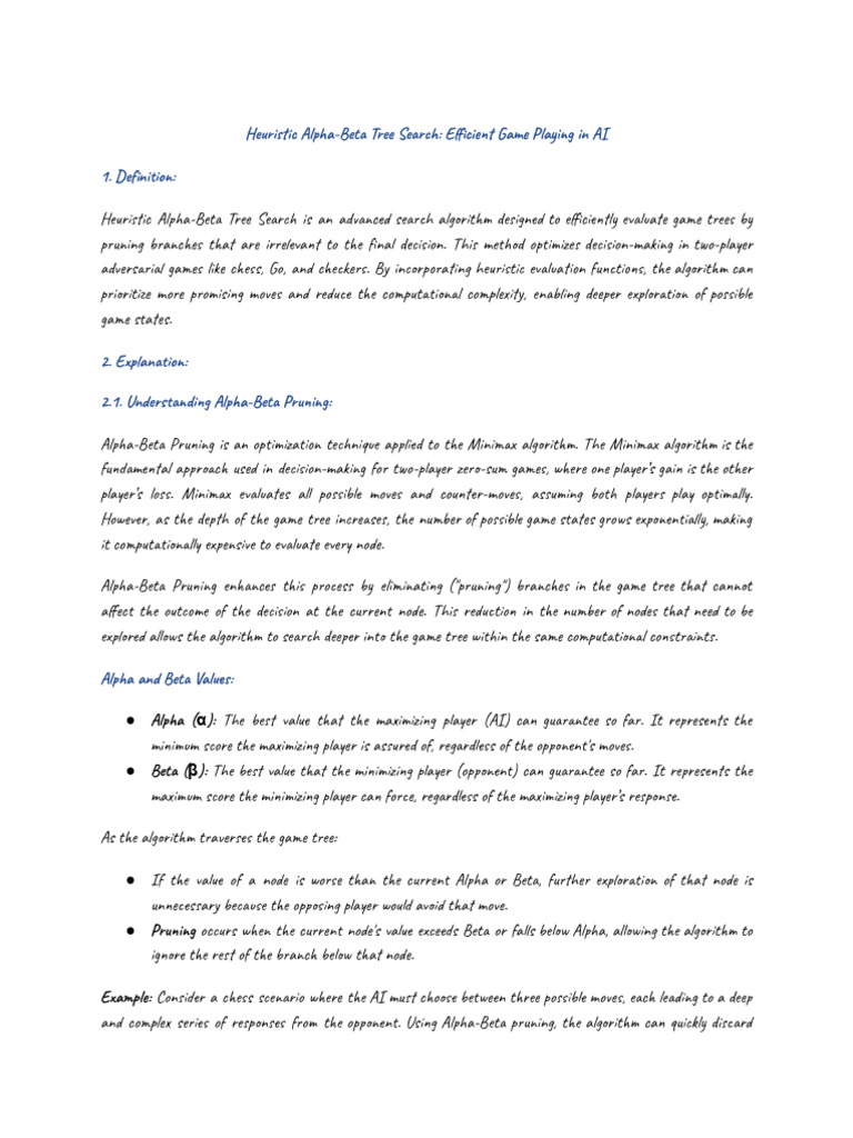 Heuristic Alpha-Beta Tree Search | PDF