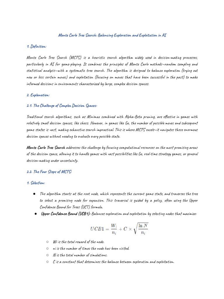 Monte Carlo Tree Search Algorithm | PDF Monte Carlo Tree Search Algorithm | PDF