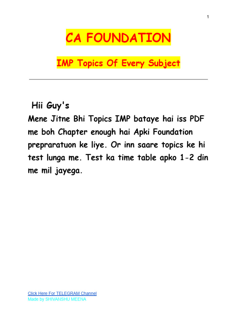 CA Found. IMP Topics | PDF