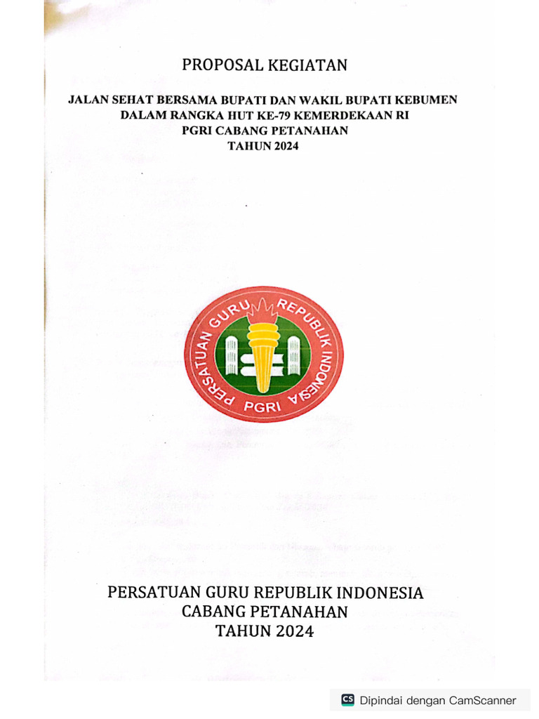 Proposal Kegiatan Jalan Sehat Bersama Bupati Dan Wakil Bupati - Pgri Cabang Petanahan | PDF