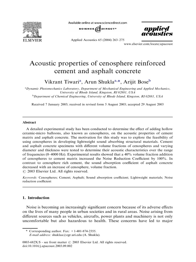 AcousticCement Cenospheres 1 | PDF | Concrete | Porosity