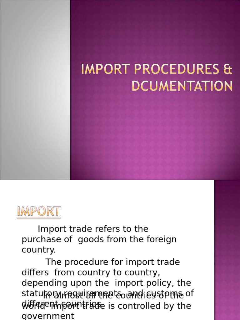 Import Procedures | PDF