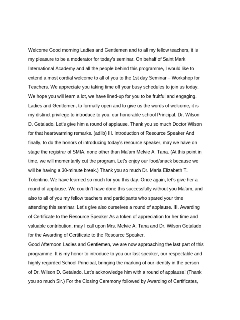 Grad Emcee Script | PDF