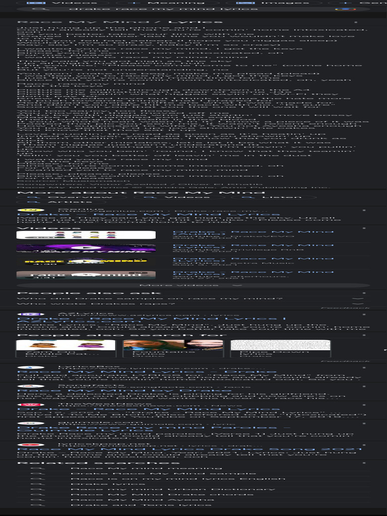 Drake Race My Mind Lyrics - Google Search | PDF