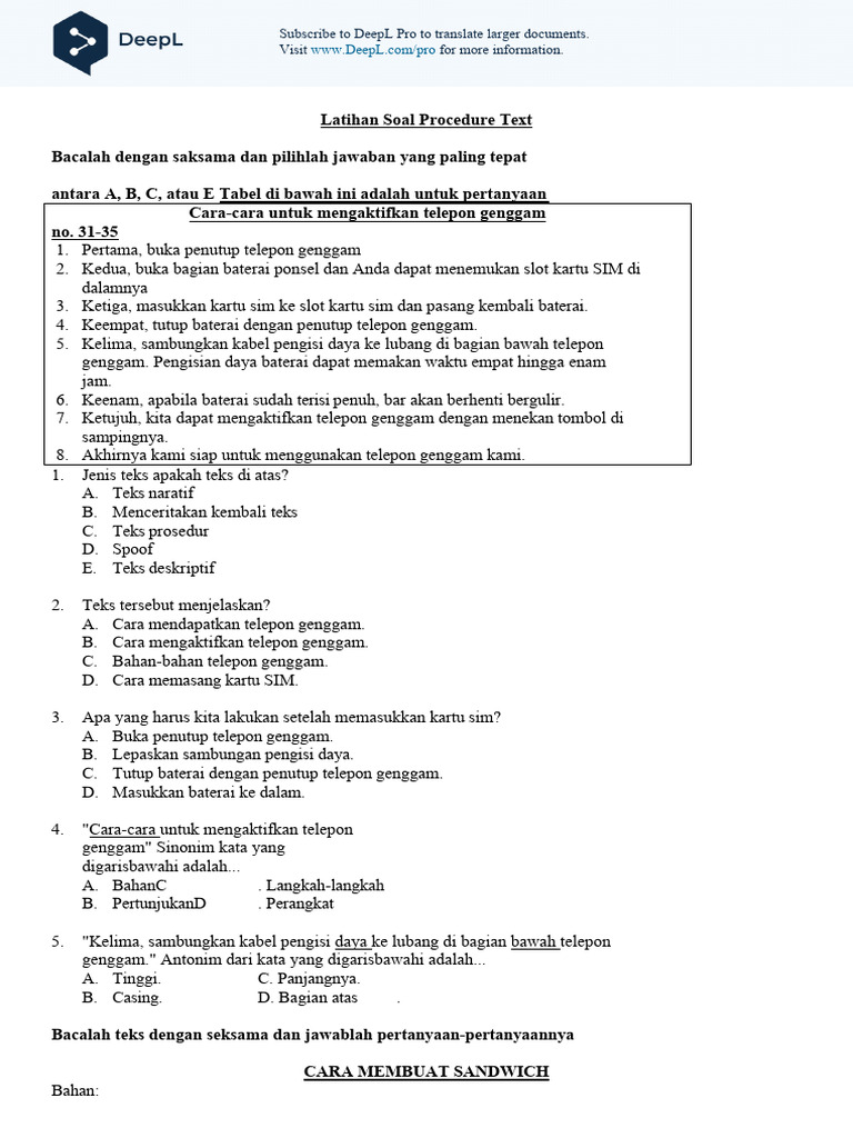 401672971-Latihan-Soal-Procedure-Text Id | PDF
