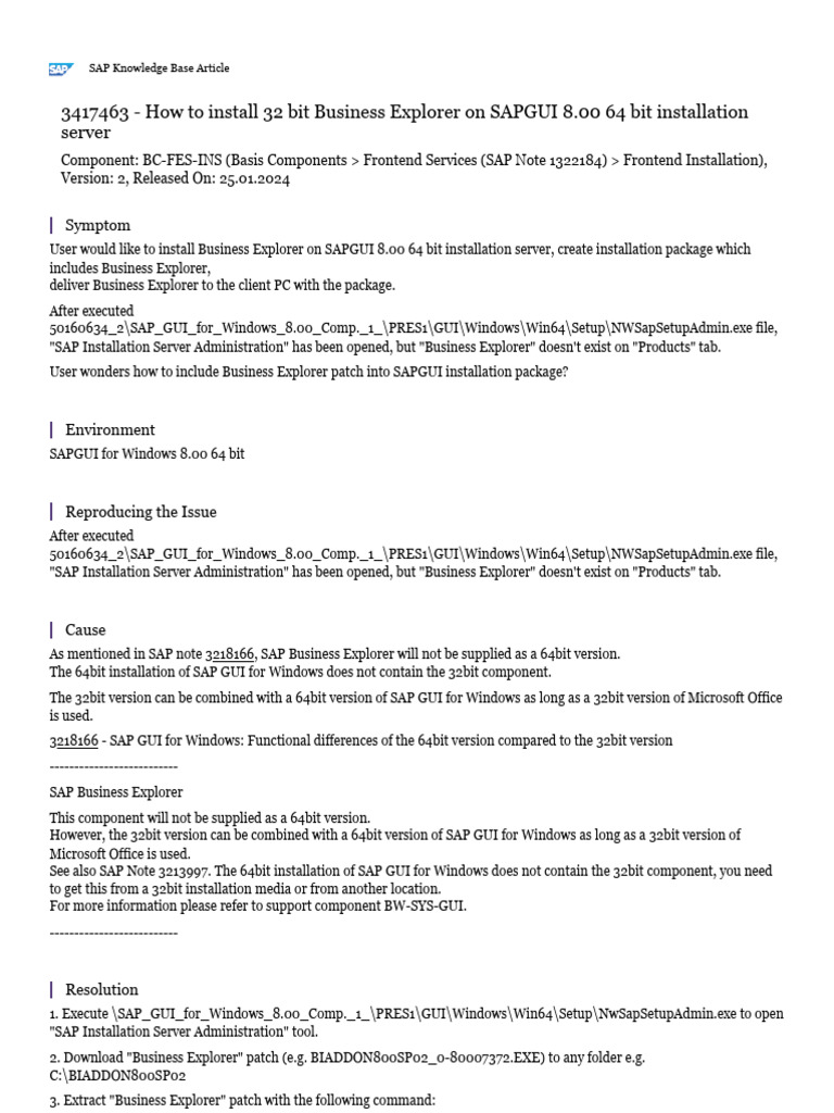 How To Install Buisness Explorer | PDF