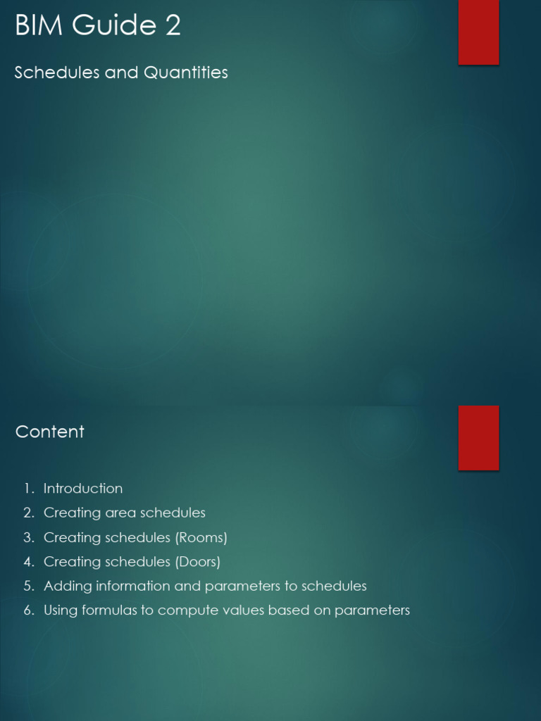 QS-BIM Awareness Guide (Generating Schedules and Quantities) | PDF ...