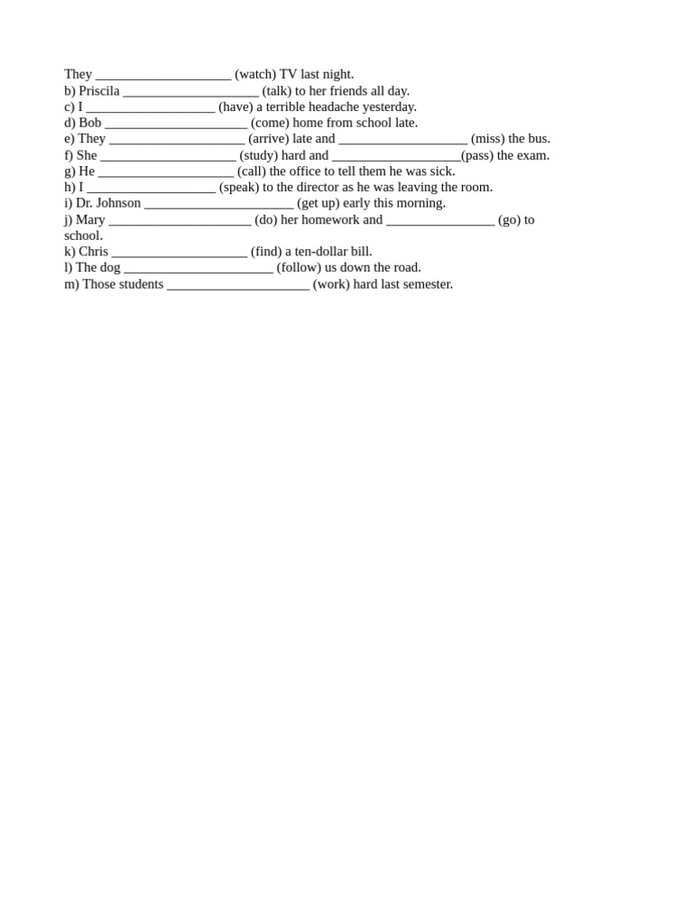 WS Past Simple | PDF