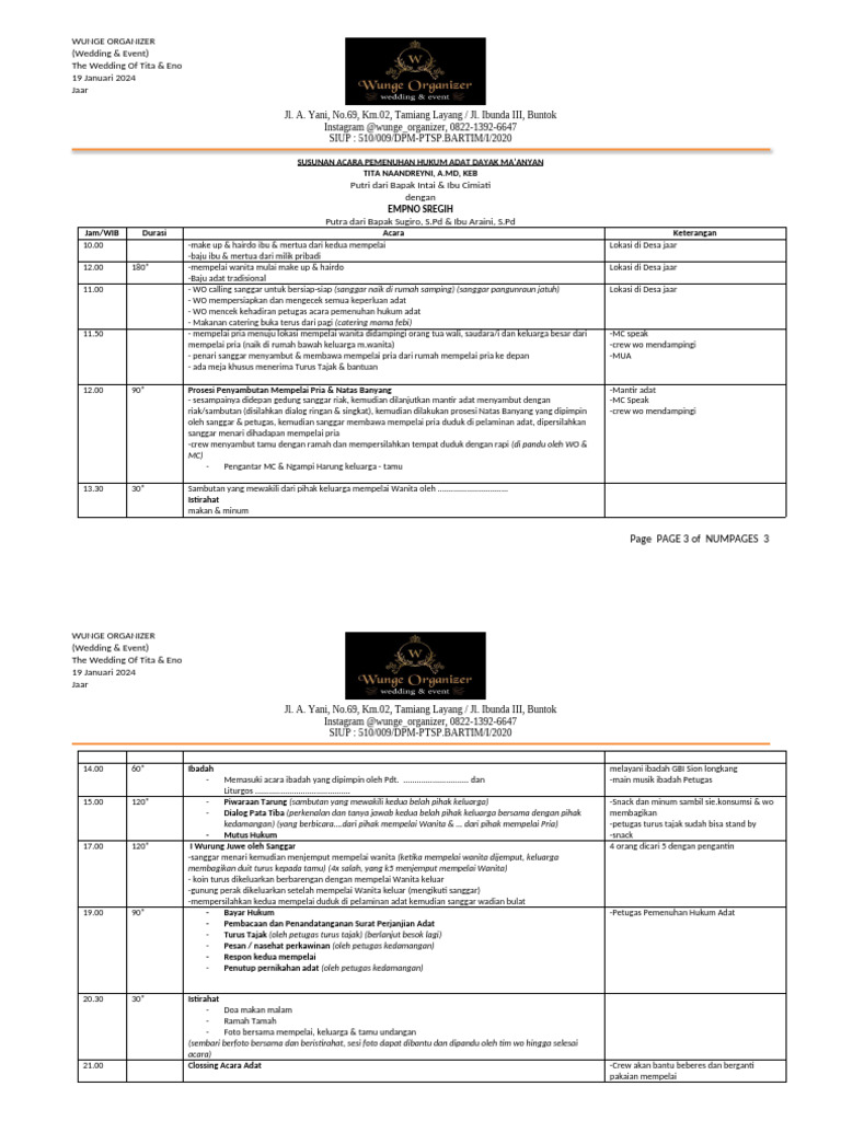 Rundown Adat T&E 19 Jan 2024 | PDF