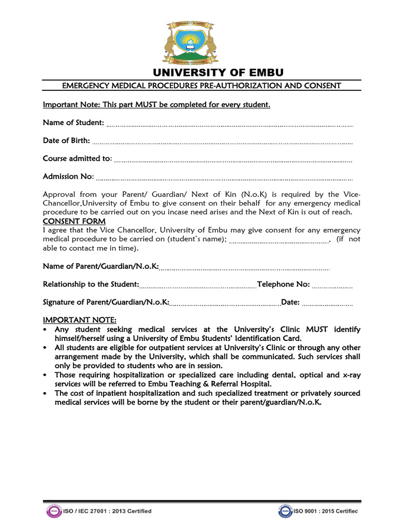 Emergency Medical Procedure Preauthorization Form | PDF