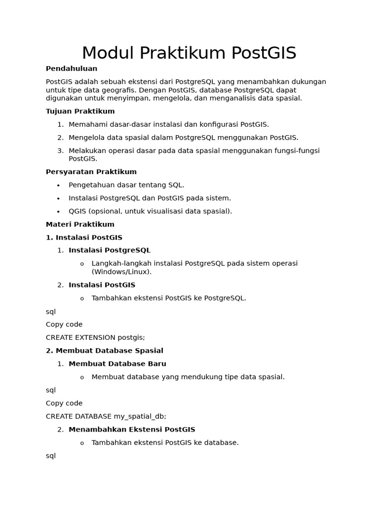 Modul Praktikum PostGIS | PDF Modul Praktikum PostGIS | PDF