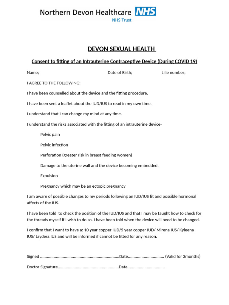IUD-IUS-Fit-Consent-Form-COVID 2 | PDF