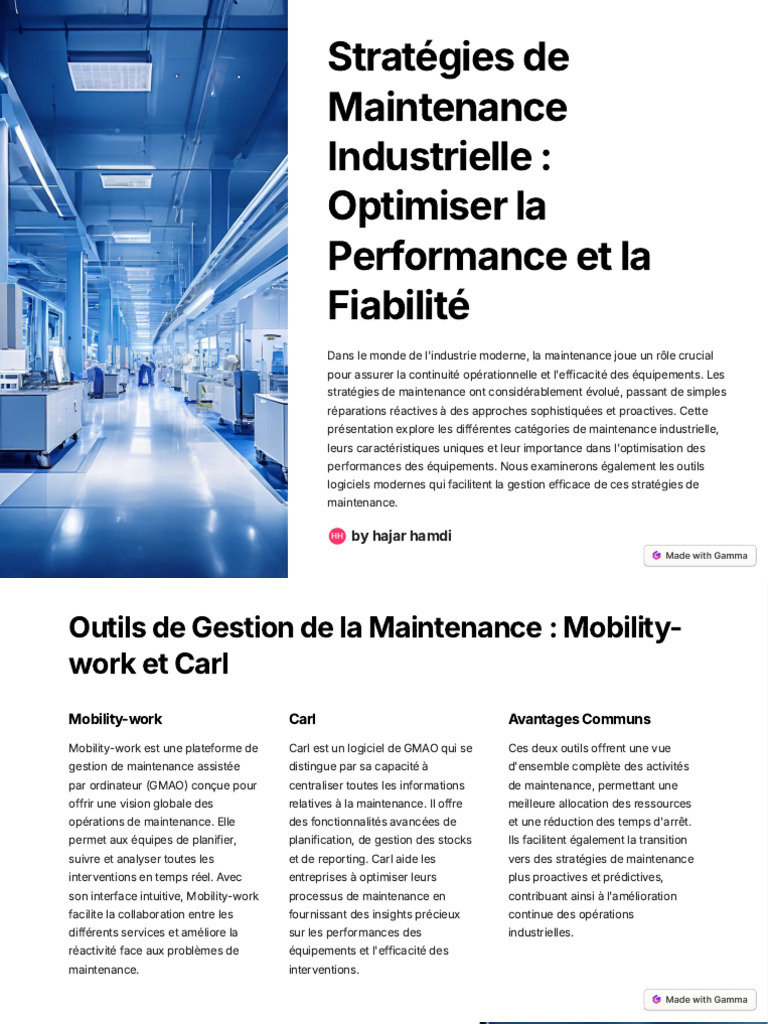 Strategies de Maintenance Industrielle Optimiser La Performance Et La Fiabilite | PDF