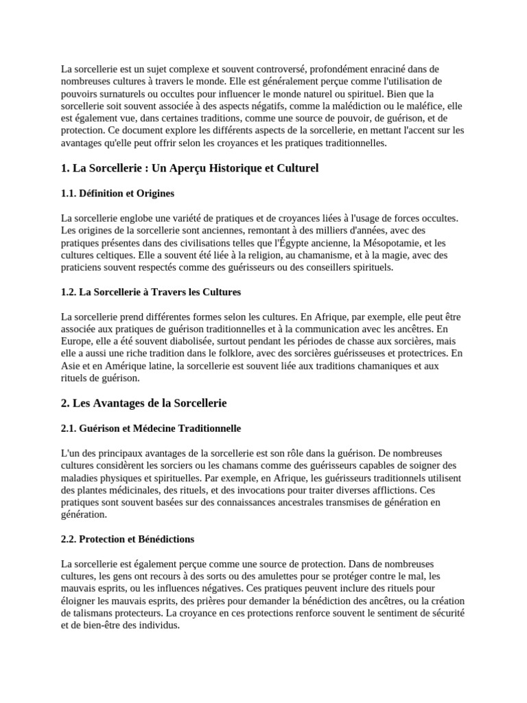 La Sorcellerie Et Ses Avantages | PDF