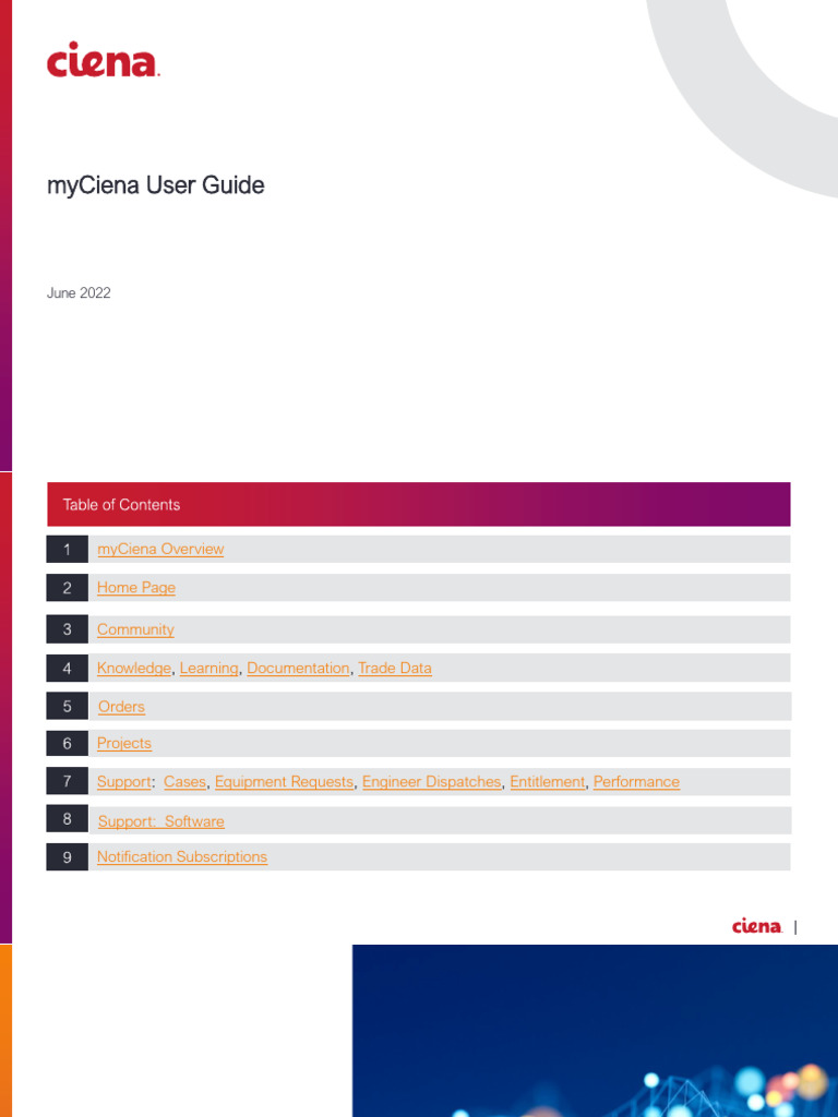 MyCiena User Guide June 2022 | PDF