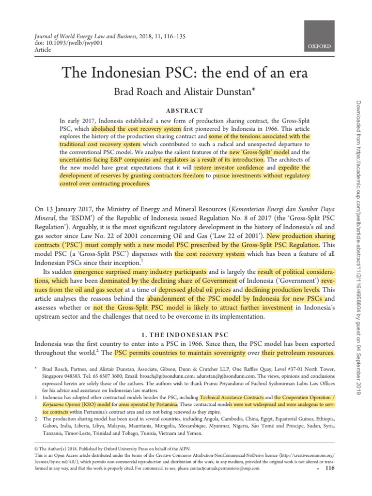 2018 - The Indonesian PSC The End of An Era | PDF