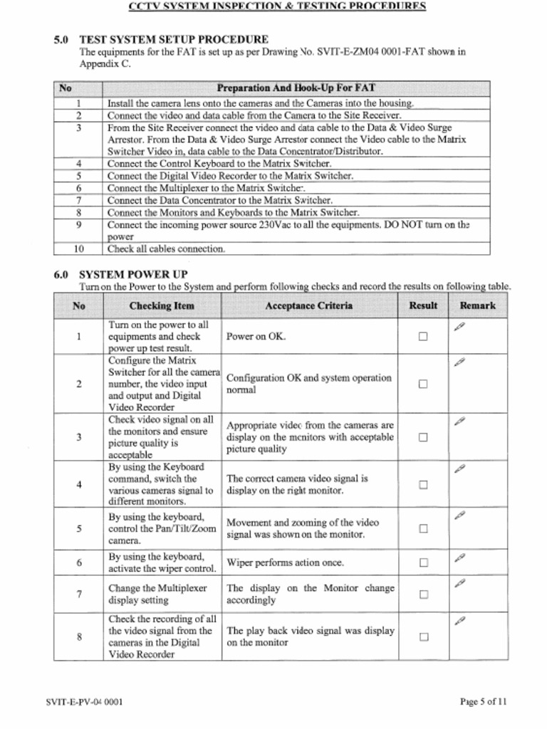 SVIT-E-PV 4001_CCTV SYSTEM_INSPECTION TEST PROCEDURE_12 | PDF