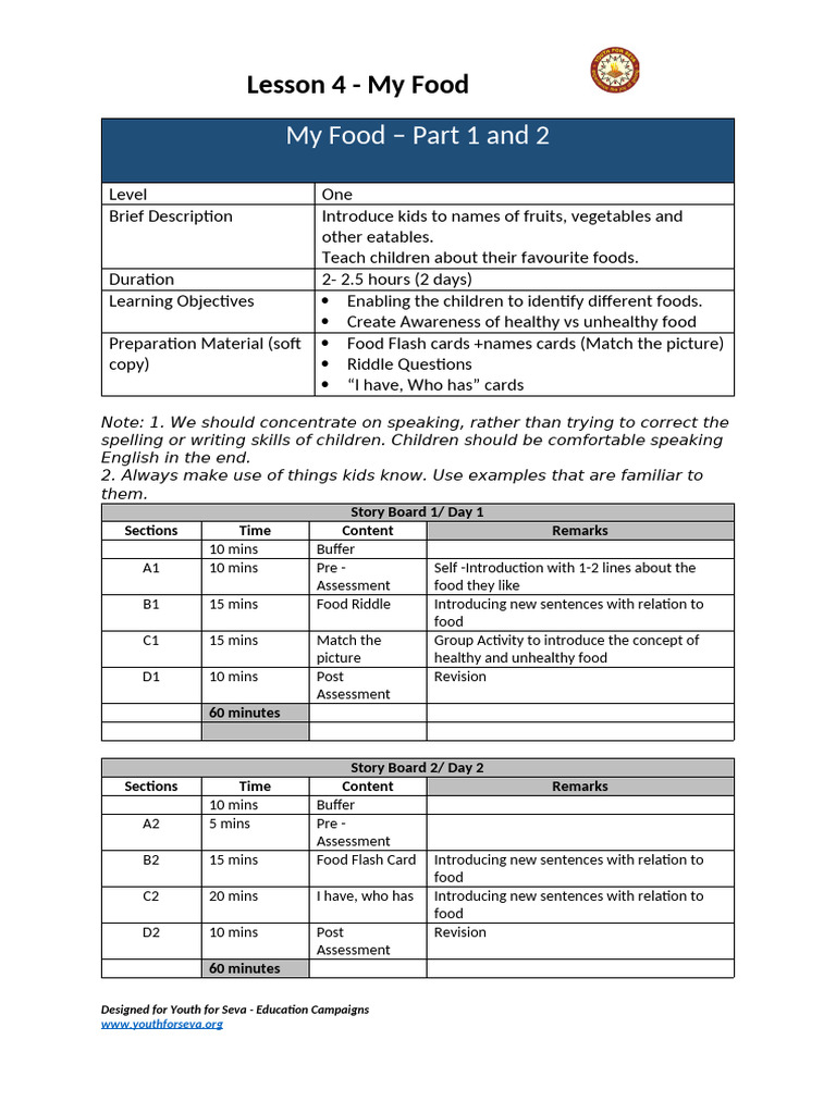 Lesson 4-My Food | PDF