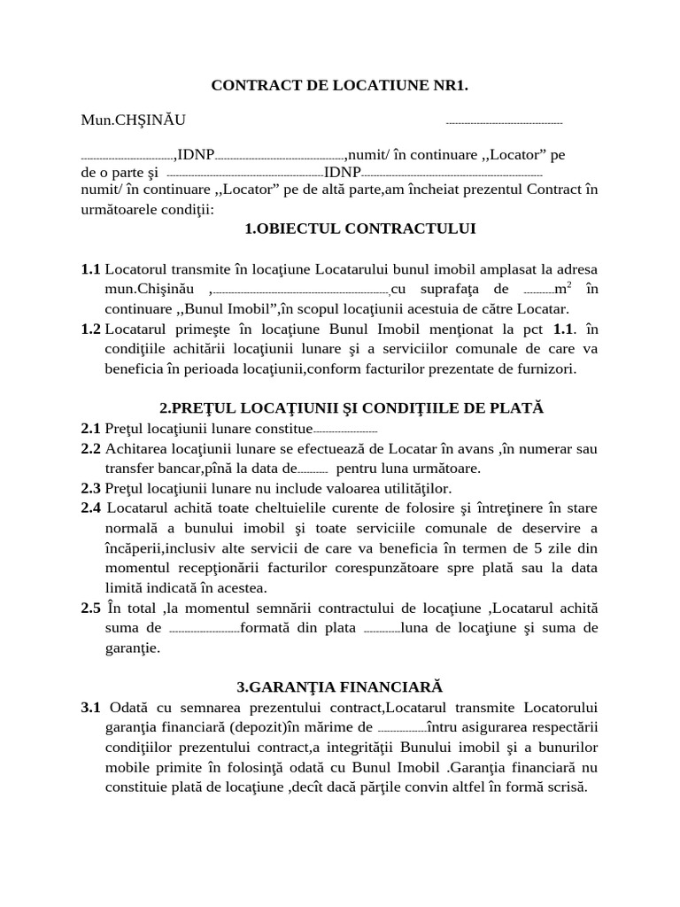 Contract de Chirie | PDF
