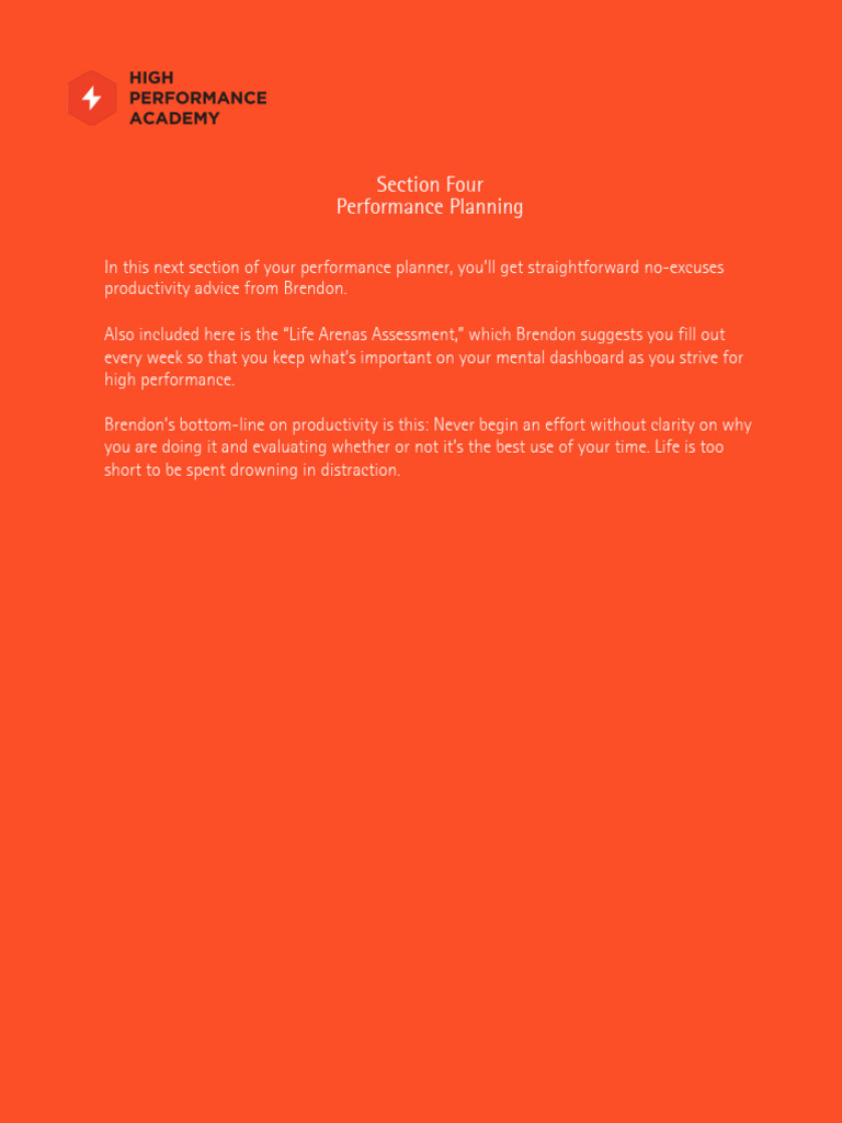 $50,000 High Performance Planner (Section 4 of 6) | PDF