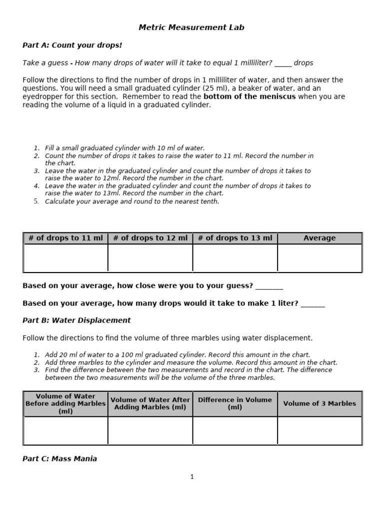 Metric Measurement Lab | PDF