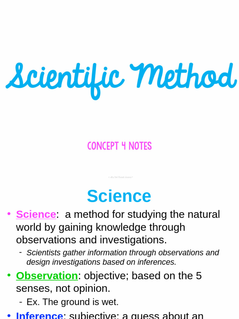 Concept 4 Notes Scientific Method Pdf Scientific Method Experiment