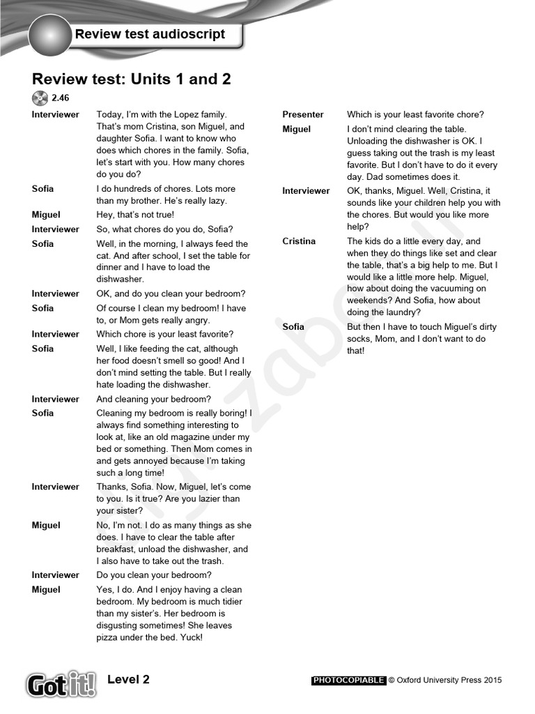 GI2 Final Test Audioscript | PDF