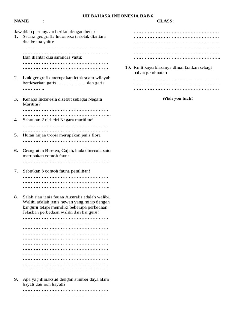 Soal UH IPAS BAB 6 Ok | PDF