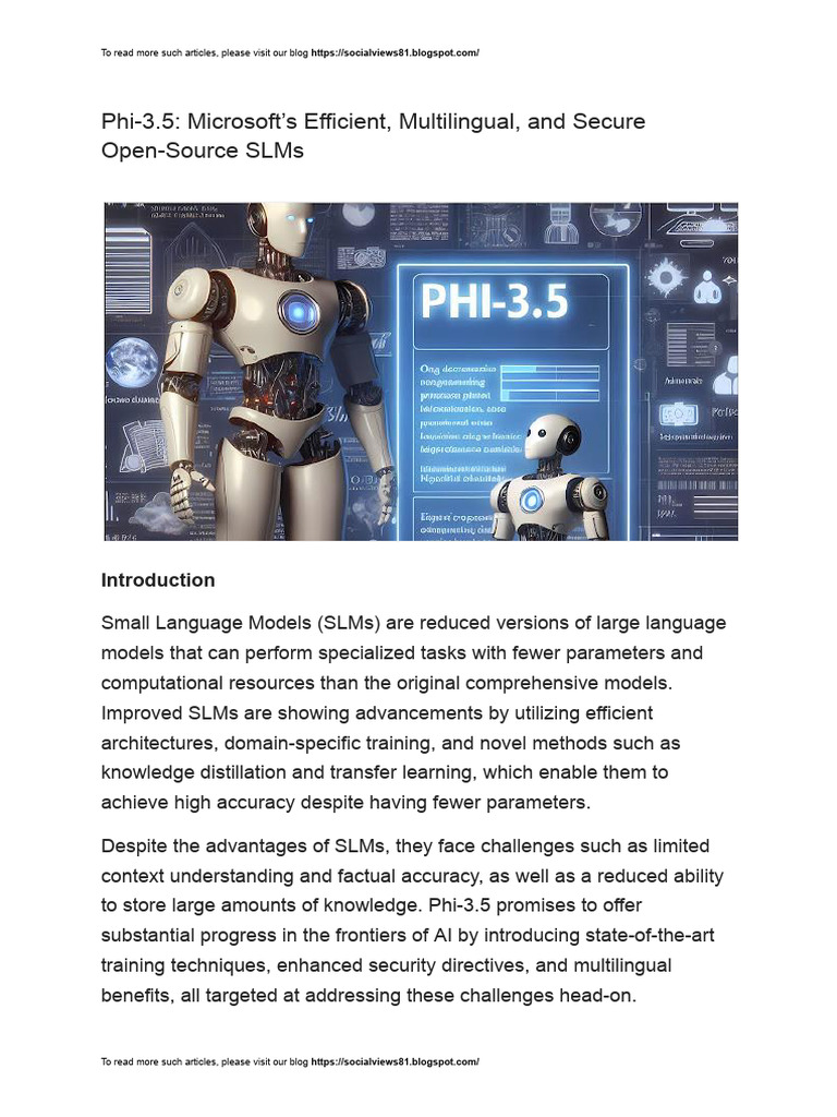 Phi-3.5: Microsoft's Efficient, Multilingual, and Secure Open-Source SLMs | PDF | Artificial ...