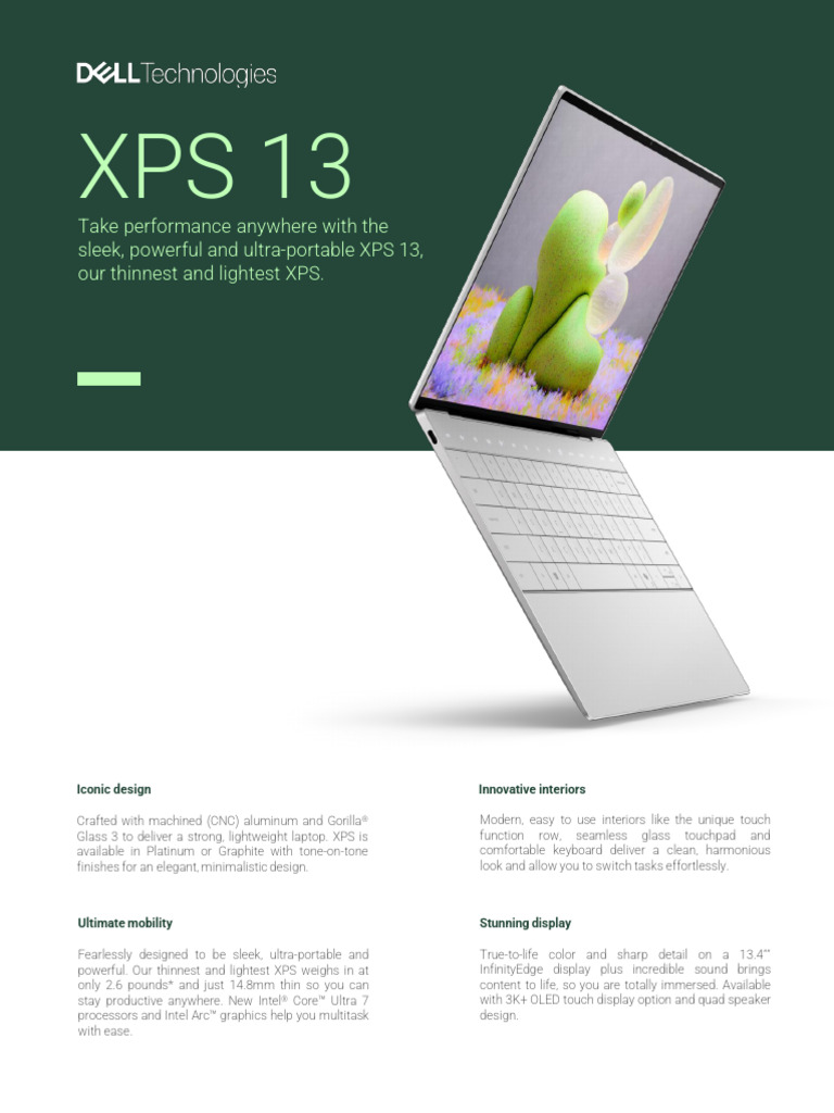 Xps 13 9340 Spec Sheet | PDF