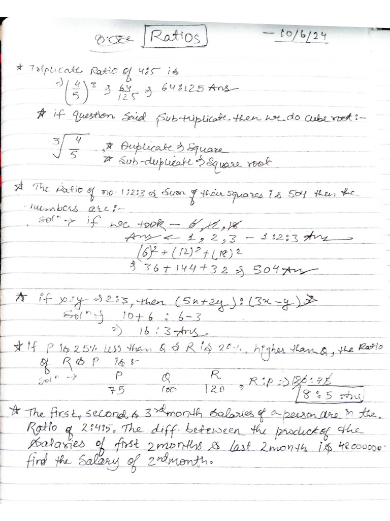 Ratio important questions | PDF